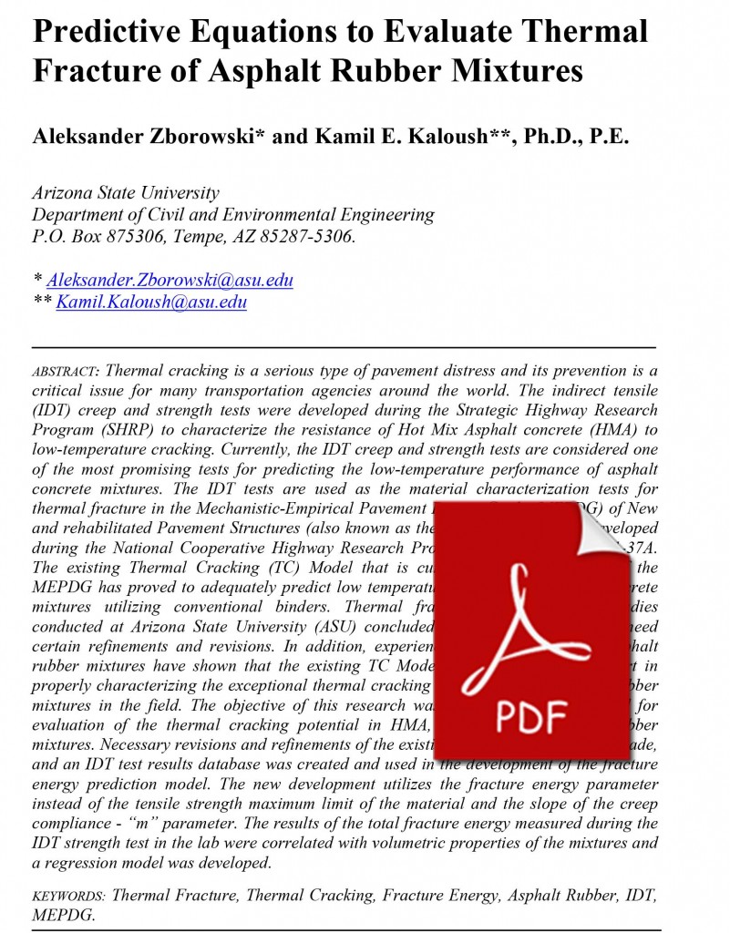 Predictive Equations to Evaluate Thermal Fracture of Asphalt Rubber ...