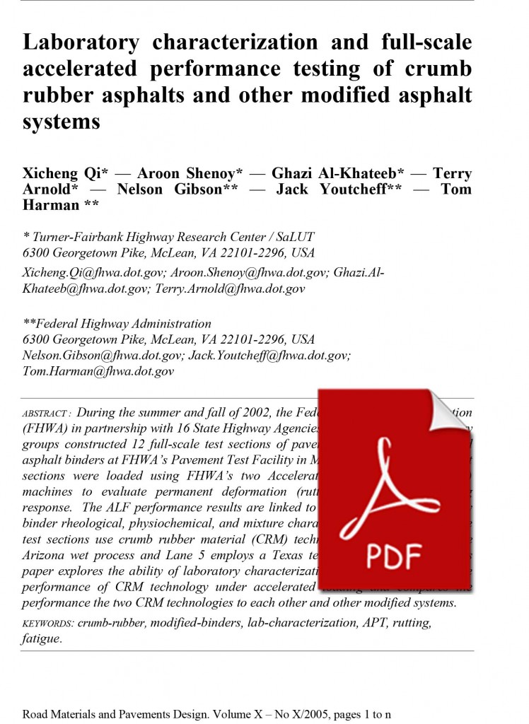 Laboratory characterization and full-scale accelerated performance ...