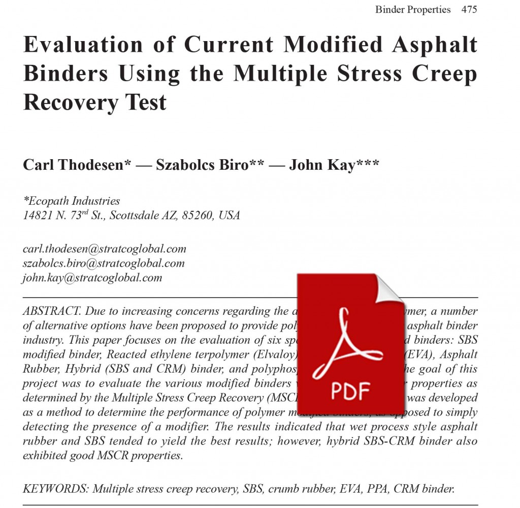 Evaluation of Current Modified Asphalt Binders Using the Multiple ...