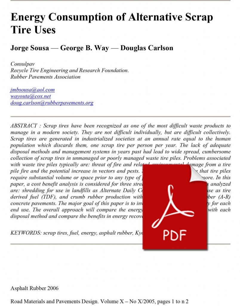 Energy Consumption of Alternative Scrap Tire Uses – Asphalt Rubber ...