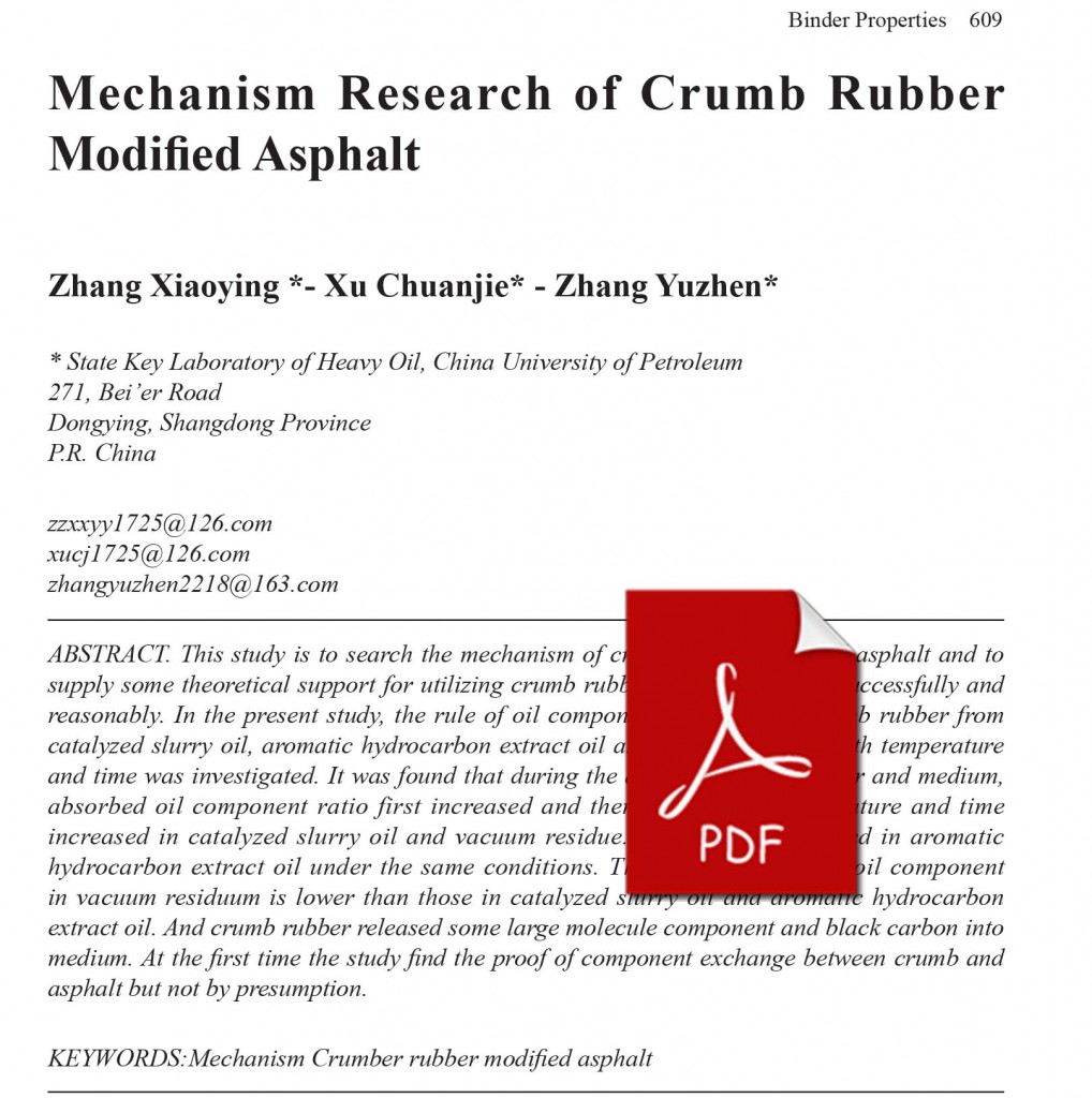 Mechanism Research of Crumb Rubber Modified Asphalt – Asphalt Rubber ...