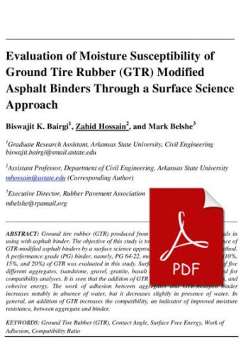 Evaluation of Moisture Susceptibility of Ground Tire Rubber (GTR ...