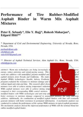 Performance of Tire Rubber-Modified Asphalt Binder in Warm Mix Asphalt ...