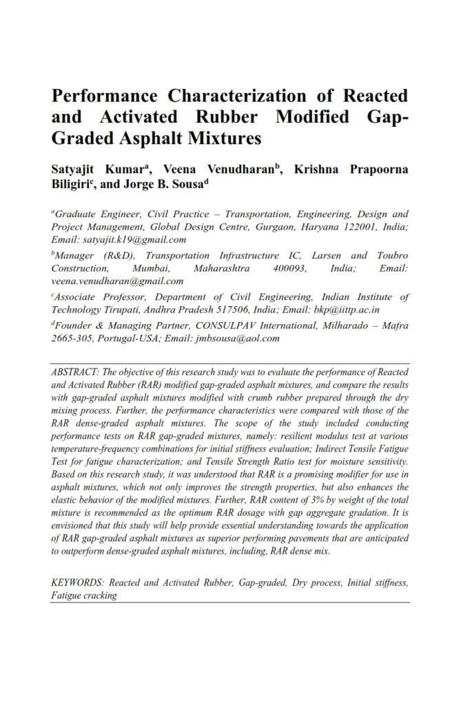 Performance Characterization of Reacted and Activated Rubber Modified Gap-Graded Asphalt ...